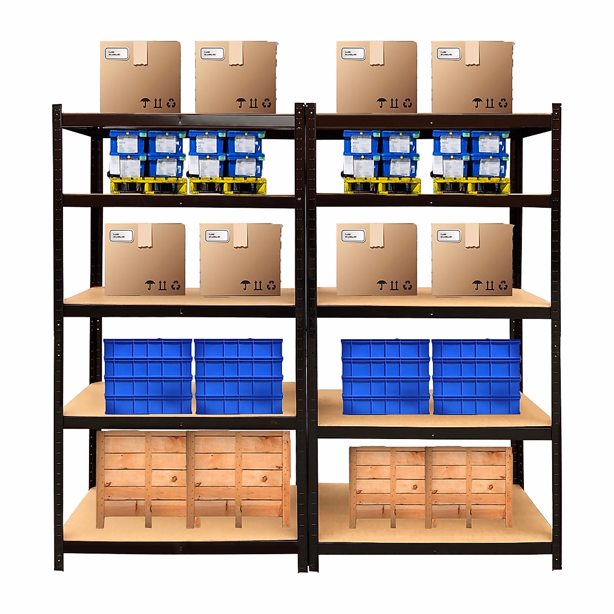 Vandise Garage Shelving 80” x 40” x 20” Shelves for Storage Heavy Duty Shelving Unit, Storage Rack Organizer Home Metal Storage Shelf with Non-slip Feet, MDF Board, 1929lbs Load Capacity, Black