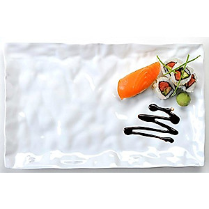 zappy 5 Pack Rectangle Heavy Duty Plastic Serving Tray 8.5" x 13.5" White Serving Platters Food Tray Decorative Serving Trays Wedding Platter Party Trays White