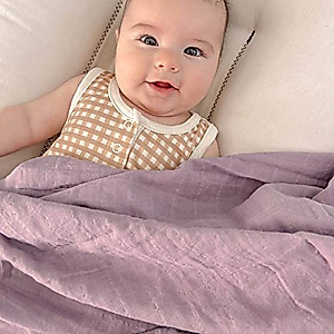 LifeTree Baby Swaddle Blankets Girls, Organic Muslin Swaddle Blankets Unisex Swaddling Wrap Receiving Blanket Neutral for Newborn, 100% Organic Cotton, Large 47 x 47 inches, Lavender & Mauve