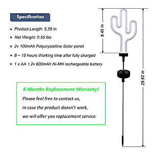 SVEIKS Solar Cactus Garden Stake Lights, Green Cacti Lighting Solar Pathway Lights Outdoor Waterproof LED Neon Strip for Courtyard Patio Lawn Flowerbed Landscape, 30" Tall (2 Pack)