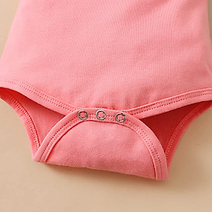 MIEKISA baby girls rompers flared pants suits headband free (Pink, 6-12 Months)