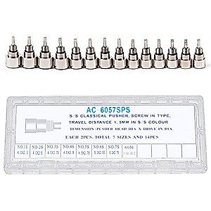 Classical Stainless Steel Chronograph Button Watch Pusher Screw in Type Button Screw in Watch Pusher (Silver)