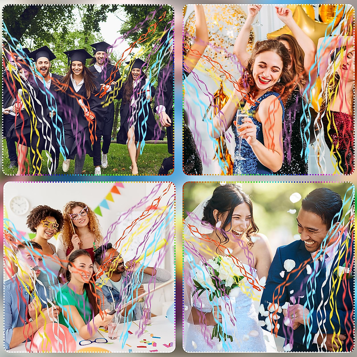 Arrowbash 48 Pcs Confetti Poppers Hand Throw Streamer Poppers No Mess Paper Cracker for Christmas Holiday Birthday Wedding New Years Party Reception Graduation Send off Celebration(Multicolor)