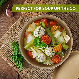 NYHI Kraft 50 Pack 8 oz Small Paper Bowls Soup Storage Containers With Lids Insulated Take Out Disposable Food Storage Cups For Hot Cold Foods To Go Bowls With Vented Lids