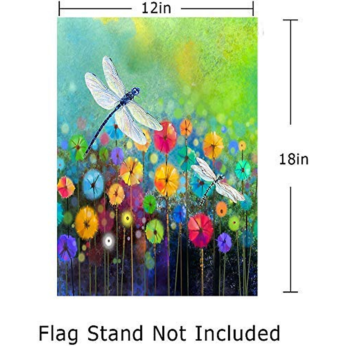Flowers Garden Flag Dragonfly House Flag Spring Welcome Garden Flags 12 x 18 Double Sided Floral Flags for Patio Lawn Home Outdoor Decor