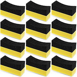 Frienda 12 Pieces Tire Contour Dressing Applicator Pads Color Polishing Sponge Wax Buffing Pads Tire Shine Applicator Pads Cleaning Sponges for Car Glass, Painted Steel, Porcelain and More