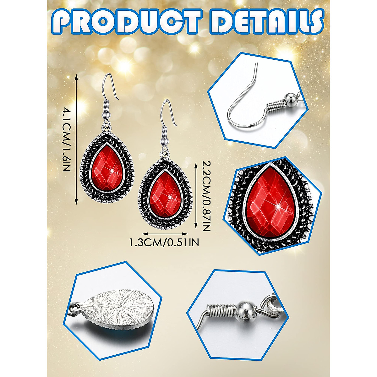 MTLEE 9 Pairs Boho Dangle Earrings Set Pearl Drop Crystal Earrings for Women Teardrop Earrings Rainbow Earrings