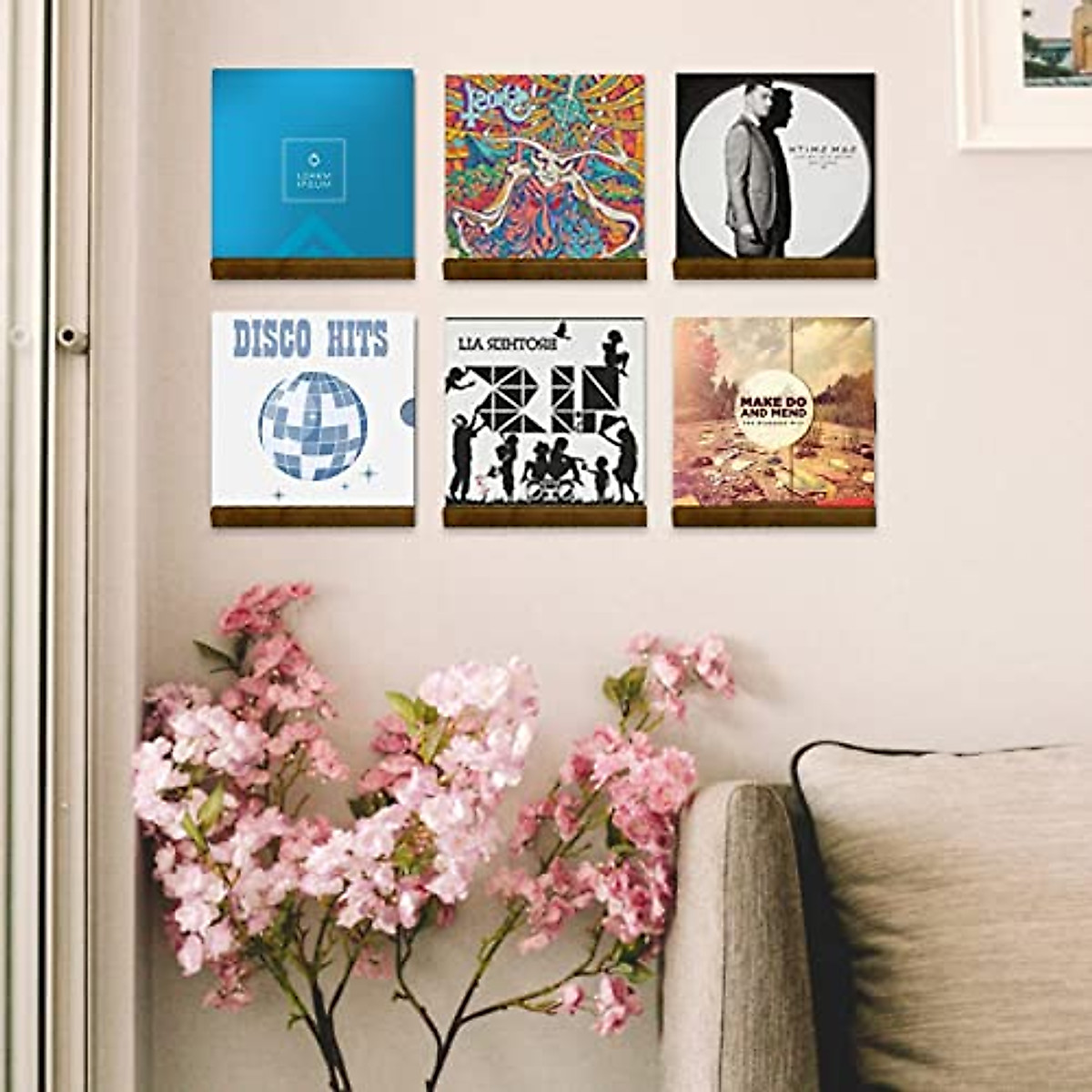 Record Wall Mount - Solid Wood Elegant Display Record Shelf Holder - Solid Wood Floating Album Shelf Storage Match for Office Home Decor Yuans