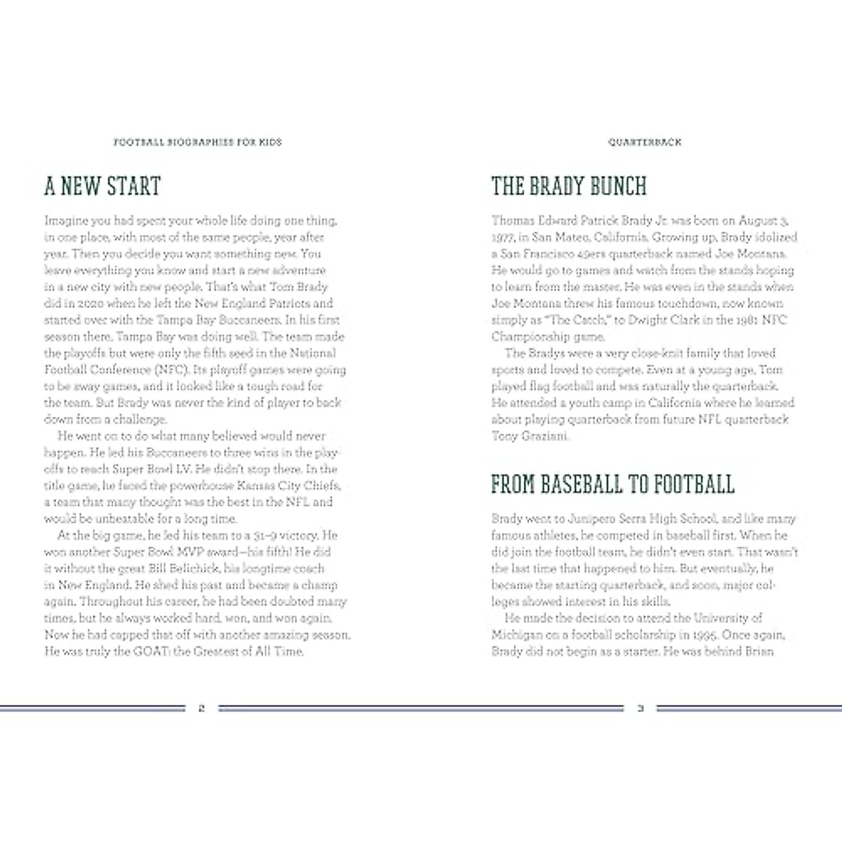 Football Biographies for Kids: The Greatest NFL Players from the 1960s to Today (Sports Biographies for Kids)