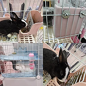 Tfwadmx 2 in 1 Rabbit Hay Food Feeder Bunny Hanging Grass Dispenser Pet Cage Manger Rack Guinea Pig Hay Food Bowl with Water Bottle for Small Animals Chinchilla Hedgehog