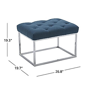 Amazon Brand – Rivet Mid-Century Modern Tufted Ottoman Stool with Metal Base, 26.8"W, Juniper