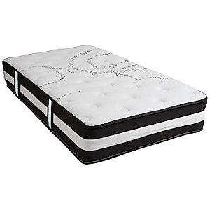 Flash Furniture Capri Comfortable Sleep 12" Hybrid Pocket Spring and Foam Mattress in a Box, Foam Pocket Spring Hybrid Mattress for Pressure Relief, Twin