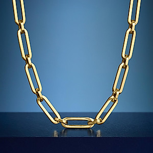 Ross-Simons Italian 14kt Yellow Gold Alternating Paper Clip Link Necklace. 20 inches
