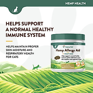 NaturVet Hemp Allergy Aid Plus Hemp Seed Soft Chews for Cats, 60 ct, Made in The USA
