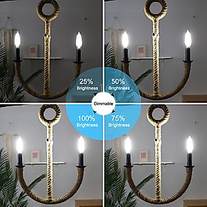 CRLight 10W High Brightness Dimmable LED Candelabra Bulb 5200K Daylight White, 90W Equivalent 900LM E12 LED Bulbs, Upgraded Lengthened B11 Clear Glass Chandelier Light Bulbs, 4 Pack