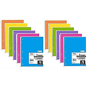 Mead Spiral Notebook, 12 Pack of 1-Subject College Ruled Spiral Bound Notebooks, Pastel Color Cute School Notebooks, 70 Pages