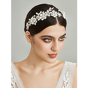 SWEETV Bridal Headband Silver Tiara for Bride Headpieces for Wedding Hair Accessories for Brides Prom Photography