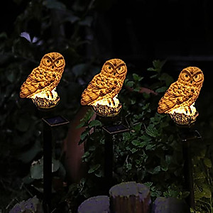 YUEFA Solar owl Light, 3 Pack owl LED Light, Garden owl Outdoor Waterproof，Garden Yard Lawn Landscape Lighting Decoration (Brown)
