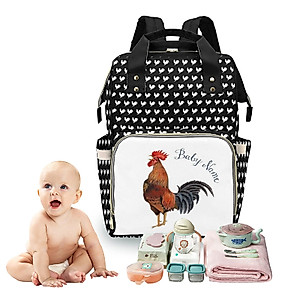 bliblisa Personalized Chickens Diaper Bag with Name Nappy Bags Travel Casual Mummy Backpack for Mom Girl Boy
