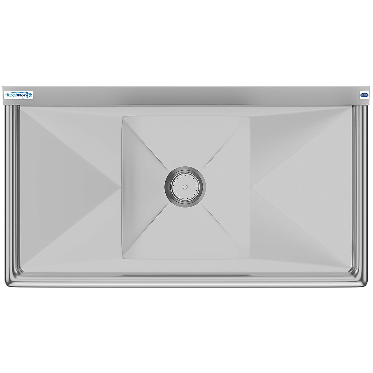 KoolMore 1 Compartment Stainless Steel NSF Commercial Kitchen Prep & Utility Sink with 2 Drainboards - Bowl Size 14" x 16" x 11", Silver