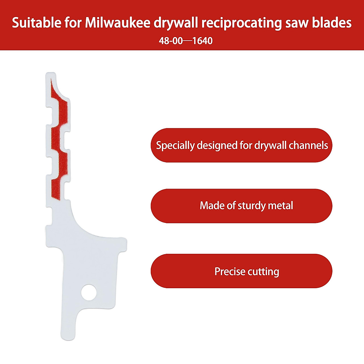 Follde 48-00-1640 for Milwaukee Drywall Reciprocating Saw Blade, Drywall Access Sawzall Blade, Blunt Point (48-00-1640 Drywall Reciprocating Saw Blade * 2 Pcs)