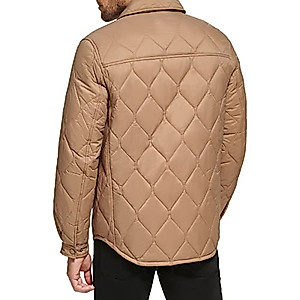 Calvin Klein Men's Diamond Quilted Shirt Jacket, Tan, XX-Large