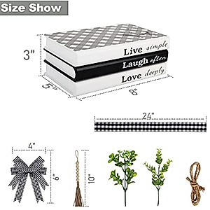 3 Pieces Fashion Decorative Book Farmhouse Real Hardcover Decorative Stacked Wood Fake Books Modern Decorative Book Stack Display Book for Coffee/Tables/Shelves Home Decor (Farmhouse Decor Style)