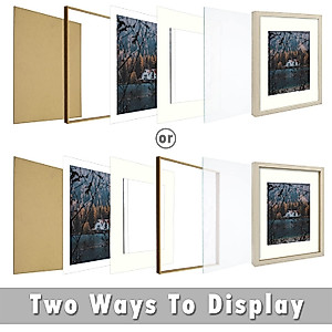 Frametory, 11x14 Picture Frame with Mat for 8x10 Photo - Country Rustic Style - High Definition Glass Wide Molding - Preinstalled Wall Mounting Hardware (Rustic Beige, 1 Pack)