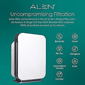 Alen BreatheSmart 75i Air Purifiers for Bedrooms, Living Room, Kitchen, Pure HEPA Air Filter, Smart Air Cleaner to Remove Pollen, Dust, Dander, Pet Air, Mold, Quiet Air Flow for Large Rooms, 1300 SqFt
