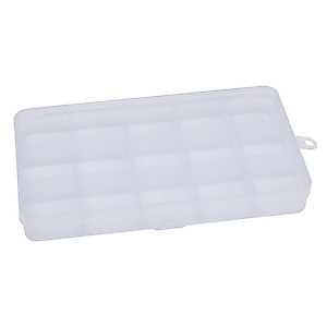 Ymemok 15 Grid Transparent Jewelry Box Organizer Storage Container,Ornament Fish Hook Screw Parts Storage Box