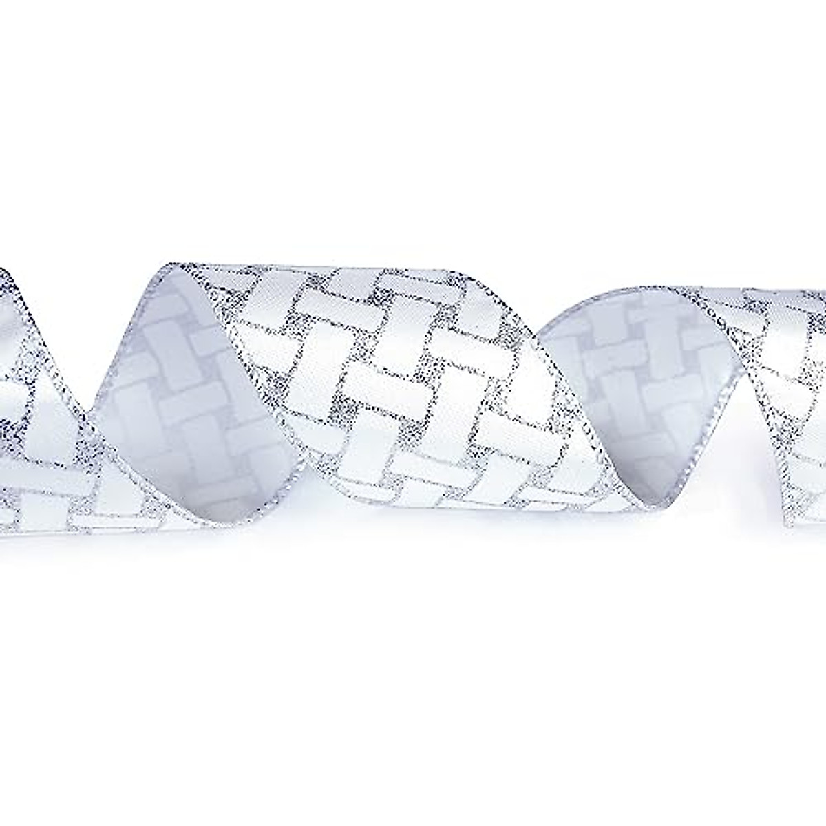 Christmas Ribbon Wired, 6 Rolls 2.5 Inch 36 Yard Silver Sheer Glitter Organza Wired Edge Ribbons for Christmas Tree, Gift Wrapping, Assortment Ribbon for Crafts, DIY, Christmas Tree Ribbon