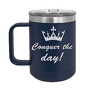 LAS VILLAS DESIGNS Personalized 15 oz Vacuum Insulated Mug | Fully Customizable (Navy Blue)