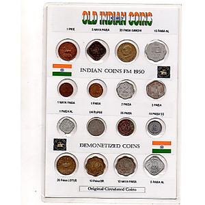 100 Different Republic India Definitive Stamps + 16 Pcs Different Old Indian Coins Superb Pack - Paise, Rupee, Gandhi Commemorative (1950-90) - Rare Historical Collectibles Set