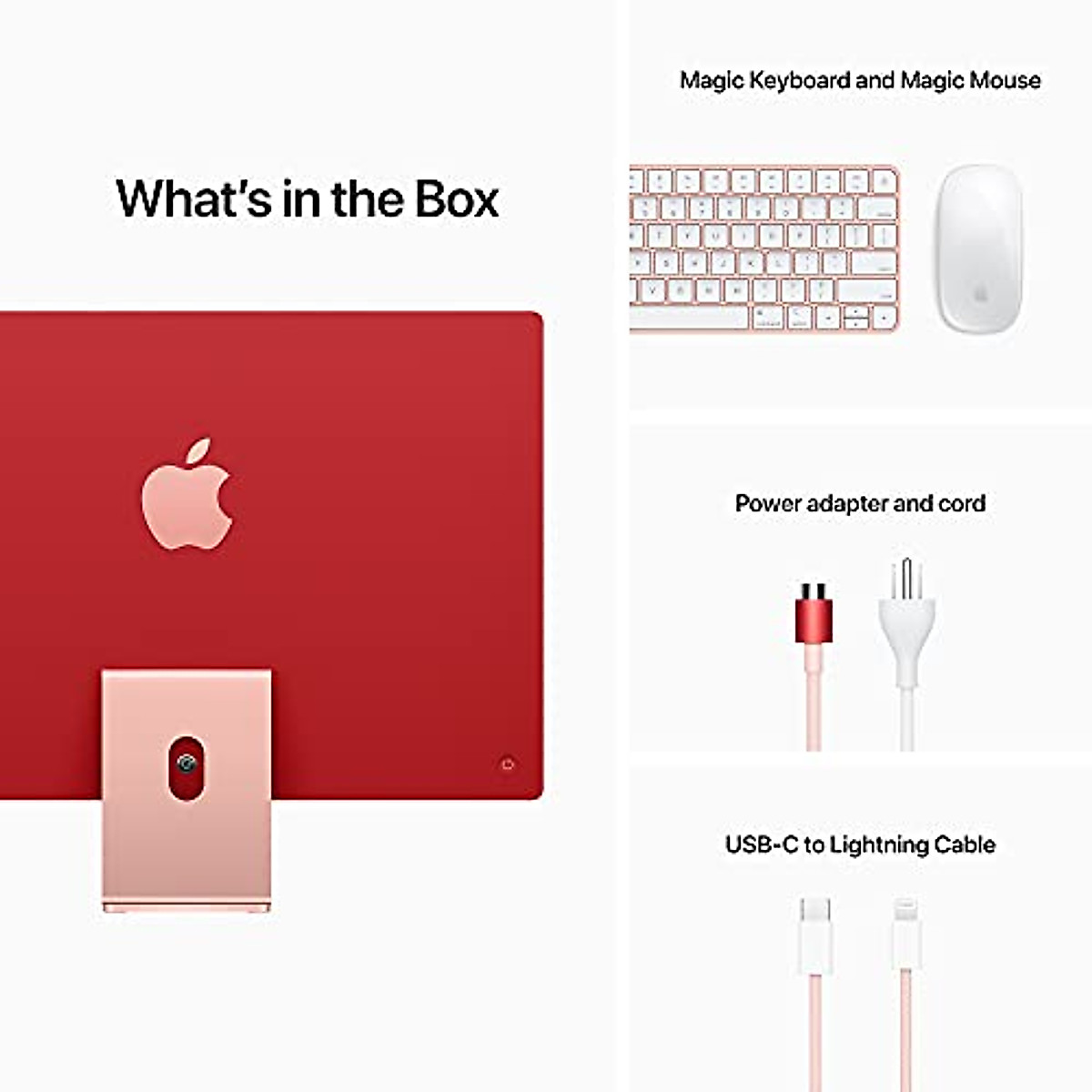 Apple 2021 iMac All in one Desktop Computer with M1 chip: 8-core CPU, 7-core GPU, 24-inch Retina Display, 8GB RAM, 256GB SSD Storage, Matching Accessories. Works with iPhone/iPad; Pink