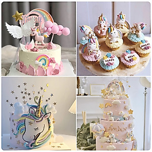 ZiXiang Unicorn Silicone Molds Unicorn Horn Ears Rainbow Fondant Molds For Cake Decorating Cupcake Topper Jelly Chocolate Candy Polymer Clay Gum Paste Set of 4