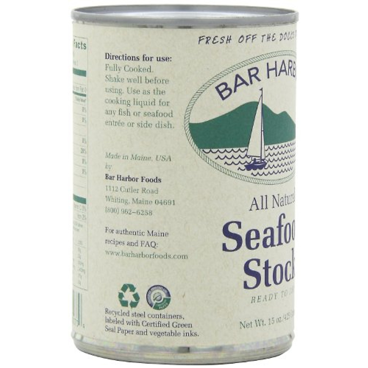 Bar Harbor Seafood Stock - Maine Seafood Essence, Gluten-Free, All-Natural Ingredients - Ideal for Soups, Stews, and Seafood Dishes - 15 oz Can (Pack of 6)