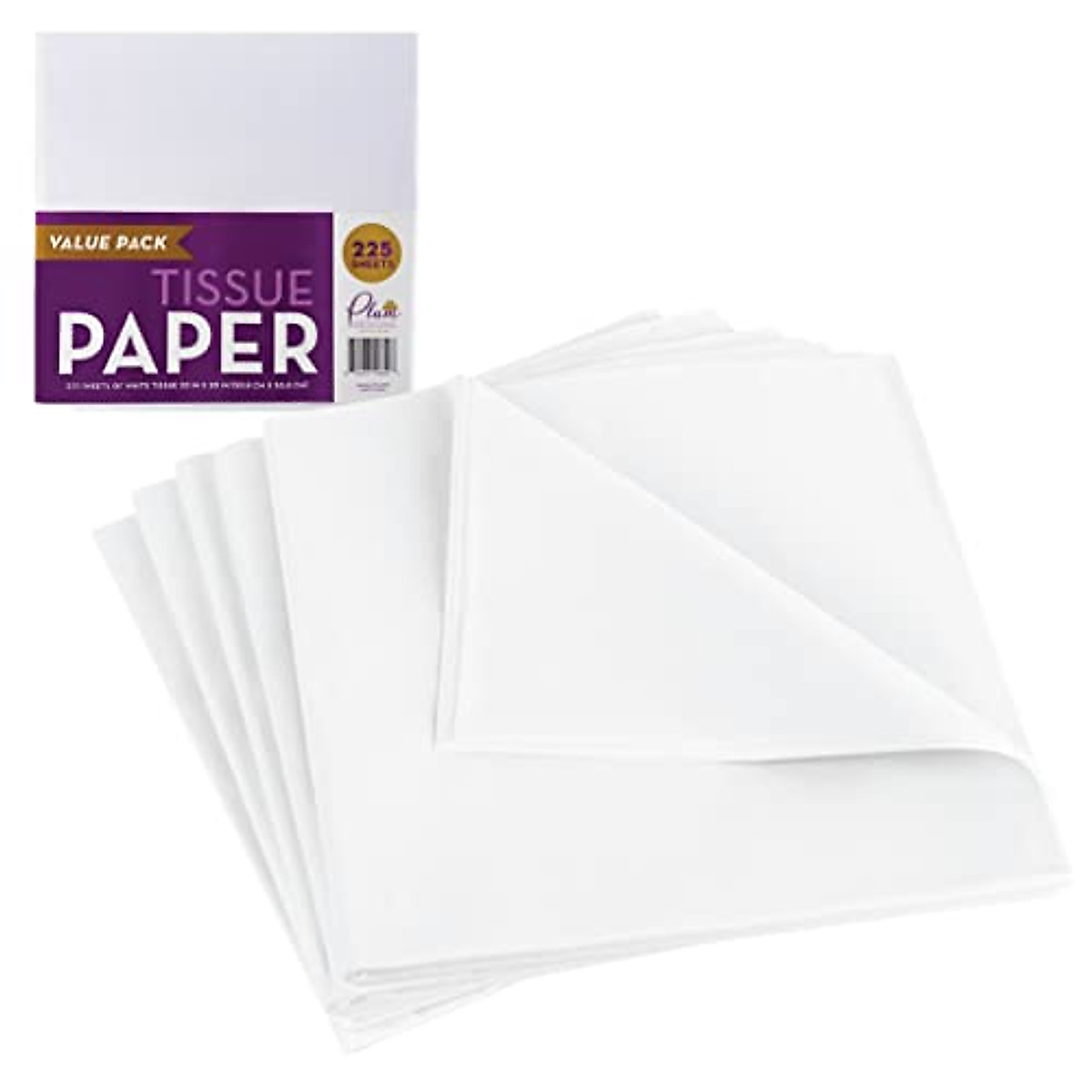 White Tissue Paper for Gift Bags, 225 Sheets of 20 x 20 Inches Bulk Tissue Paper for Packaging- Includes 225 Sheets Premium White Tissue Paper Bulk Pack, Wrapping Tissue Paper (Bulk Pack 225 Count)