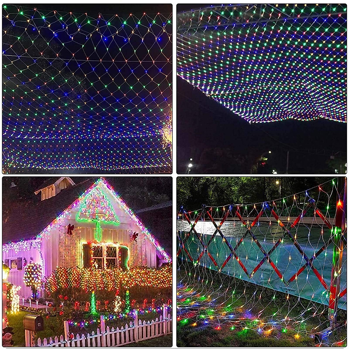Juesi Christmas Outdoor Net Lights, Solar Mesh Lights Bush Lights Christmas Tree Netting Fairy Lights for Garden, Patio, Window, Fence, Bush, Easter Home Decoration, 8 Light Modes