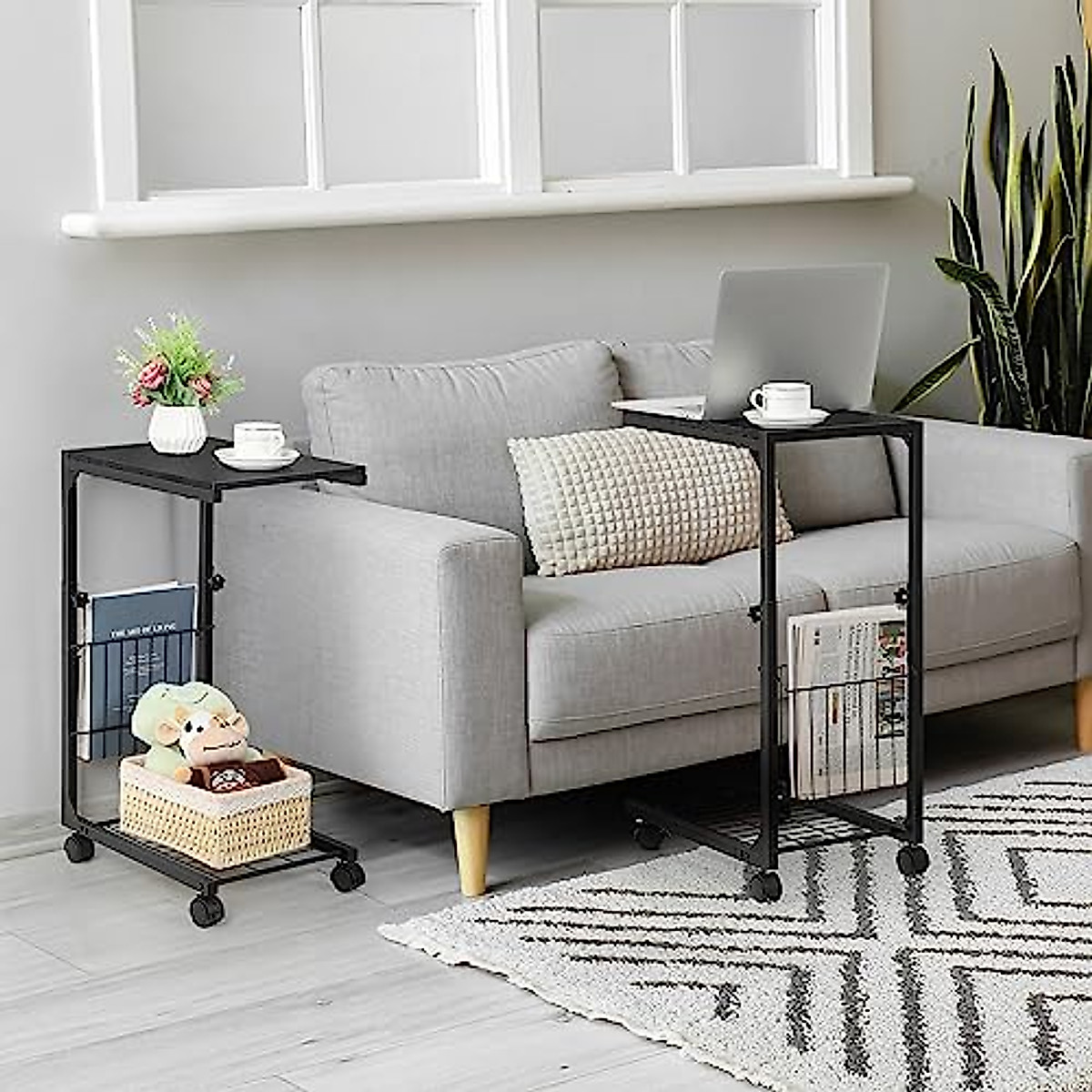 C Shaped End Table Set of 2, Black