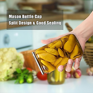 Canning Lids Wide Mouth, 200 Count 86MM Mason Jar Split-Type Metal Canning Lids for Ball, Kerr, Canning Jar lids Bulk, Food Grade Material Reusable Leak Proof Lids with Silicone Seals Rings