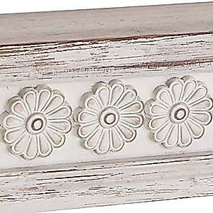 Deco 79 Wood Floral Intricate Carved 1 Shelf Wall Shelf, 36" x 5" x 6", White