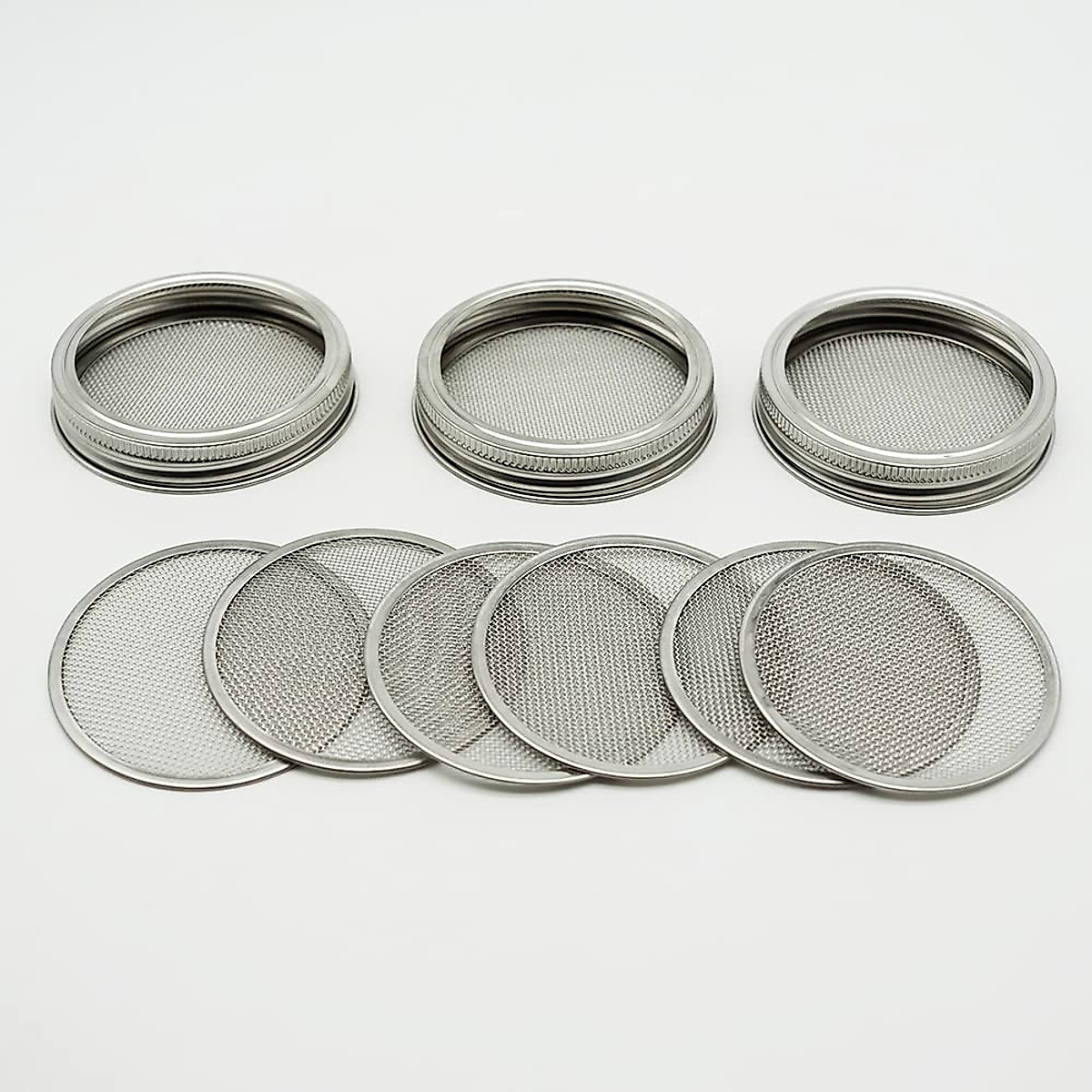 12 Pack Sprouting Lids,304 Stainless Steel Screen Filter Strainer Lid for 2.75 Inch Regular Mouth Mason Jar,Mesh Bean Sprout Sieve Lids,Home Use Alfalfa,Salad,Broccoli,Lentil NO GLASS JAR QurHapzy