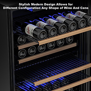 SUENO 24" 53 Bottles &154 Cans Mini Beverage Fridge Wine Cooler Built-In/Freestanding Refrigerator 34F-64F Digital Control w/Lock Large Capacity
