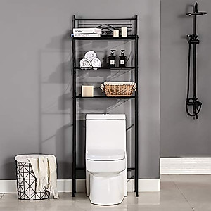MallBoo 3 -Tier Over-The-Toilet Bathroom Spacesaver and 3 -Tier Standing Bathroom Shelves(Black)