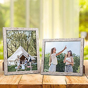 Lyeasw Rustic 8x10 Picture Frame Set of 12, Multi Woodgrain Farmhouse Photo Frames for Wall or Tabletop, Beige