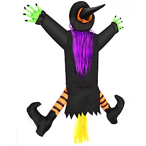 Y- STOP Nylon Crashing Witch, Halloween Decorations Outdoor Witch with Adjustable Band, Door Porch Tree Halloween Decor Props