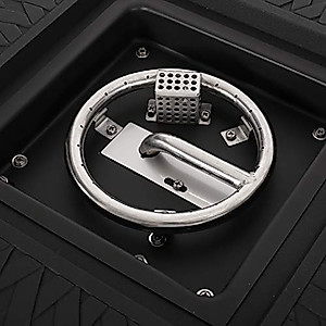 Christopher Knight Home Karen Outdoor 4 Seater Wicker Swivel Chair and Fire Pit Set, Dark Brown + Beige + Matte Black