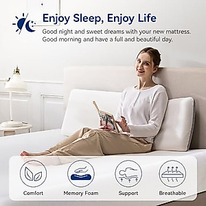 Amazon Basics Memory Foam Mattress, Soft Plush Feel, California King, White/Grey, 84 x 72 x 12 inches (LxWxH)