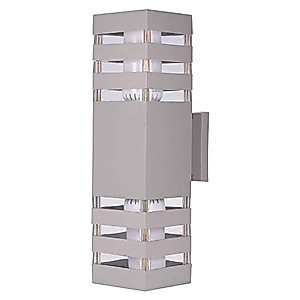 AOZBZ Modern Outdoor Wall Light, Waterproof Aluminum Wall Mount Light Fixtures, Up Down Dual Head E27 Lighting Source, AC 85-240V Porch Lights for Courtyard Garden Corridor
