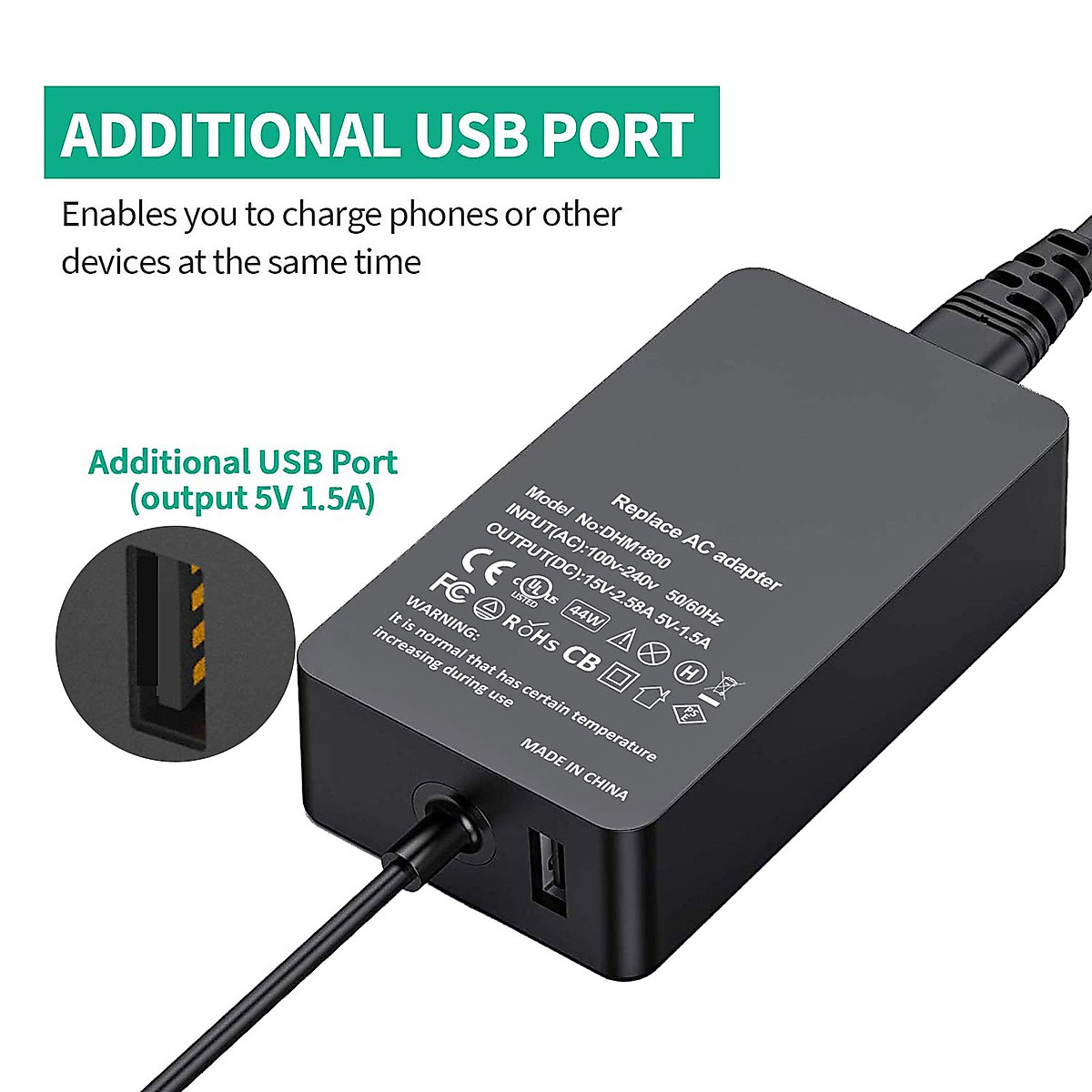 Pro Charger Laptop Charger,Smartwifi 15V 4A 65W Portable Charger for Pro 3/4/5/6/7/X Laptop1/2/3 & Pro & Book1/2 and Go 1/2